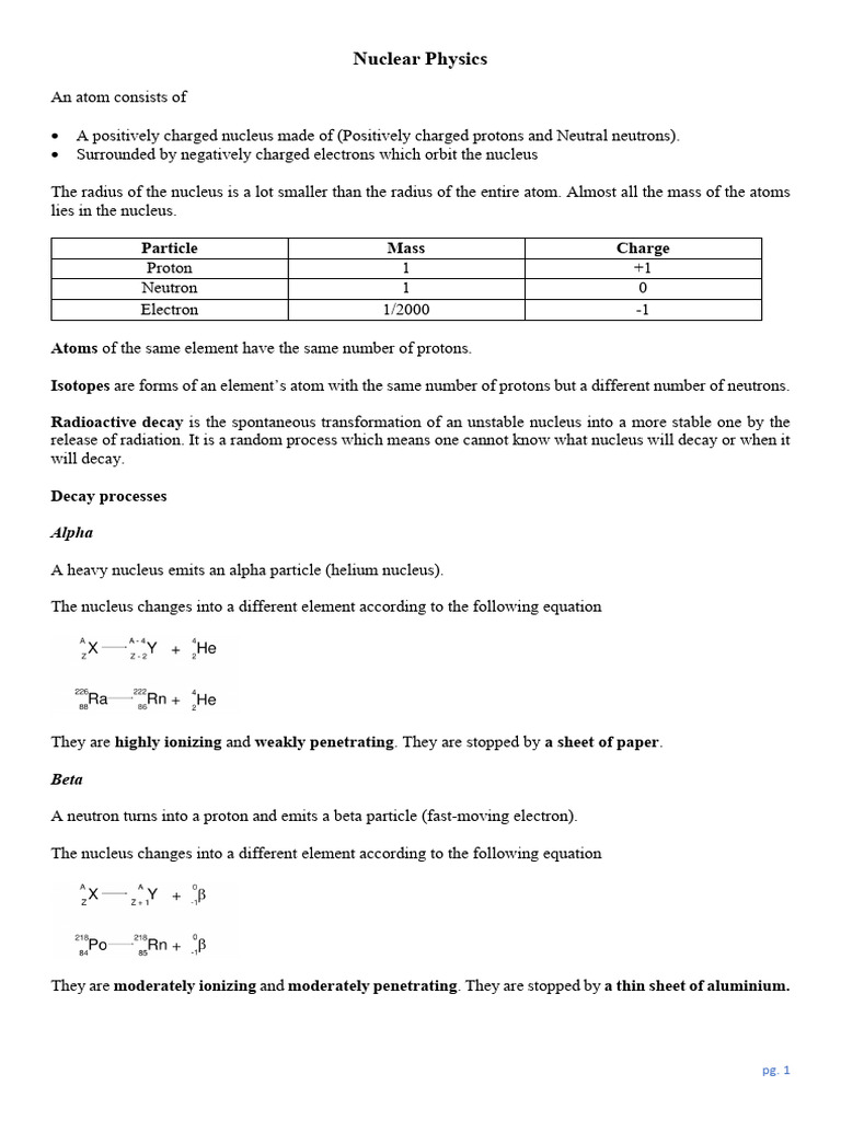 Overview of Nuclear Physics Concepts | PDF | Neutron | Atoms