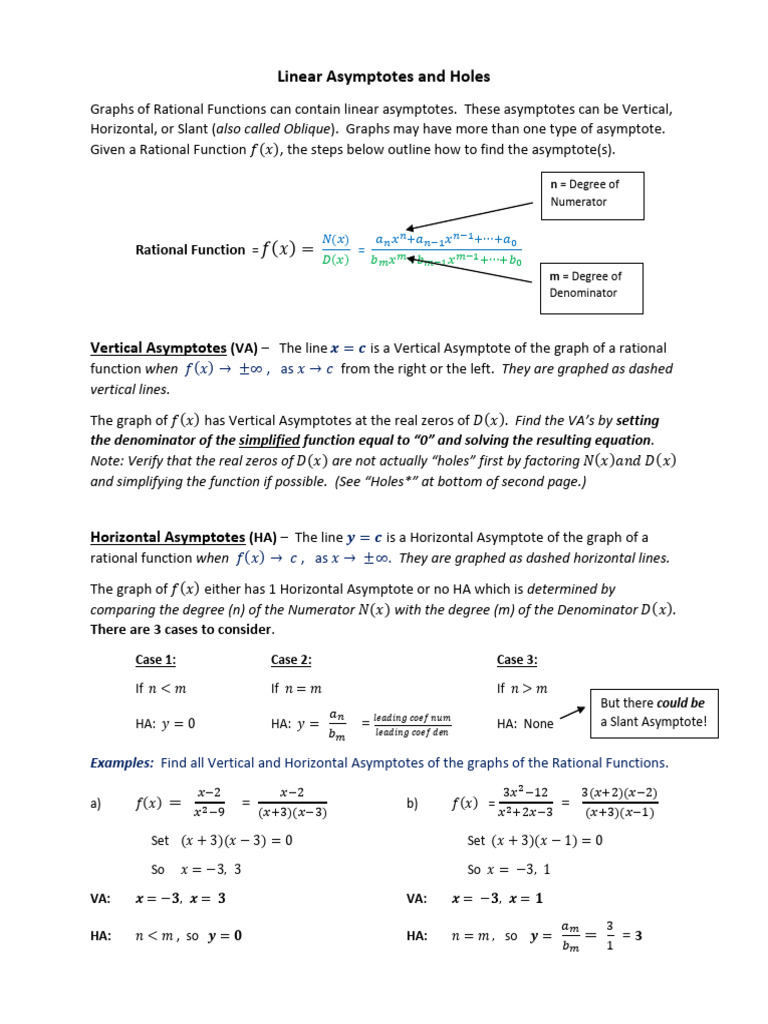 Linear Asymptotes and Holes | PDF | Asymptote | Mathematical Analysis