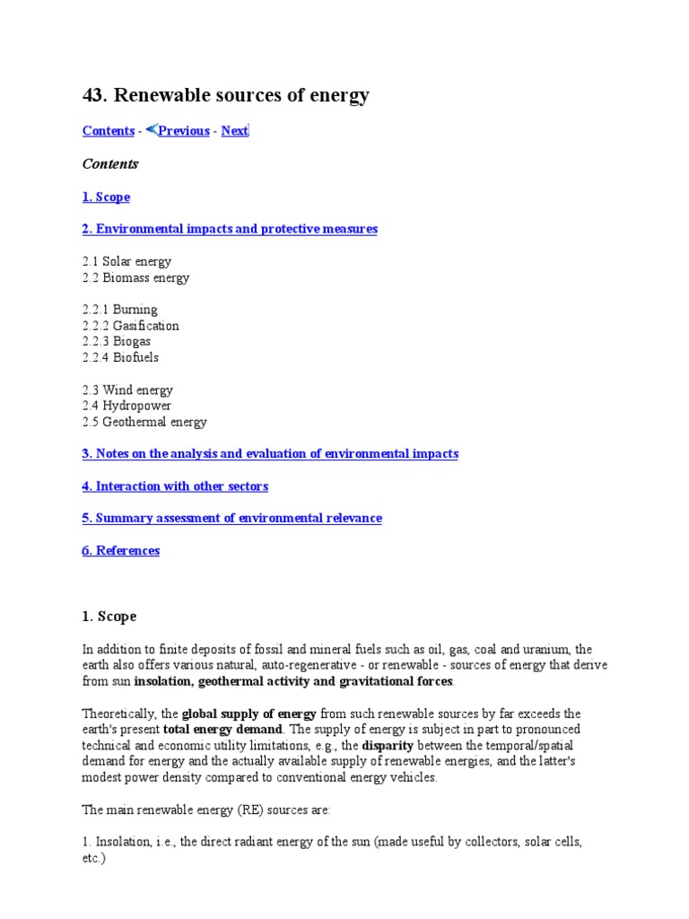 Renewable Sources of Energy | PDF | Energy Development | Biogas