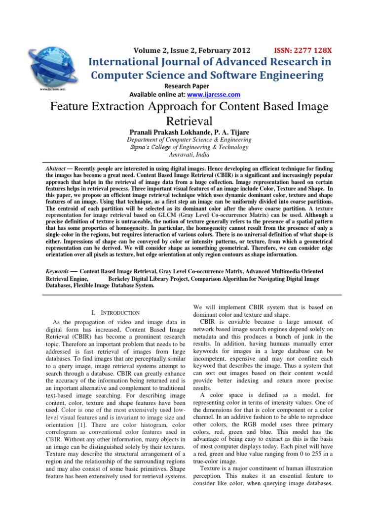 Feature Extraction Approach For Content Based Image Retrieval | PDF ...