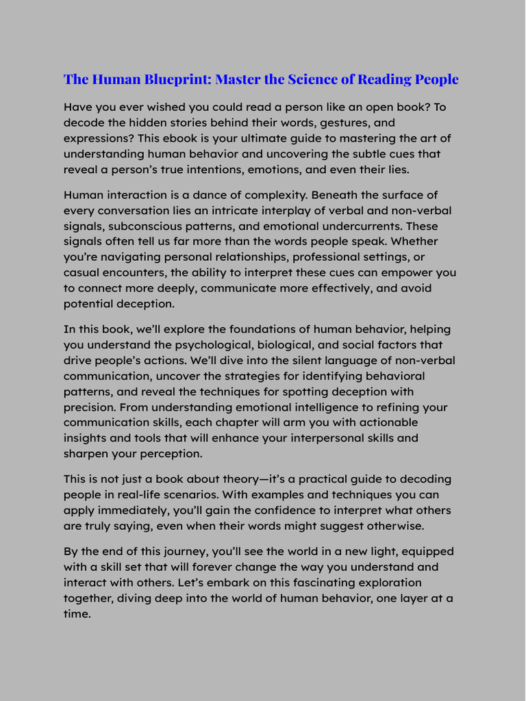 The Human Blueprint - Master The Science of Reading People | PDF ...