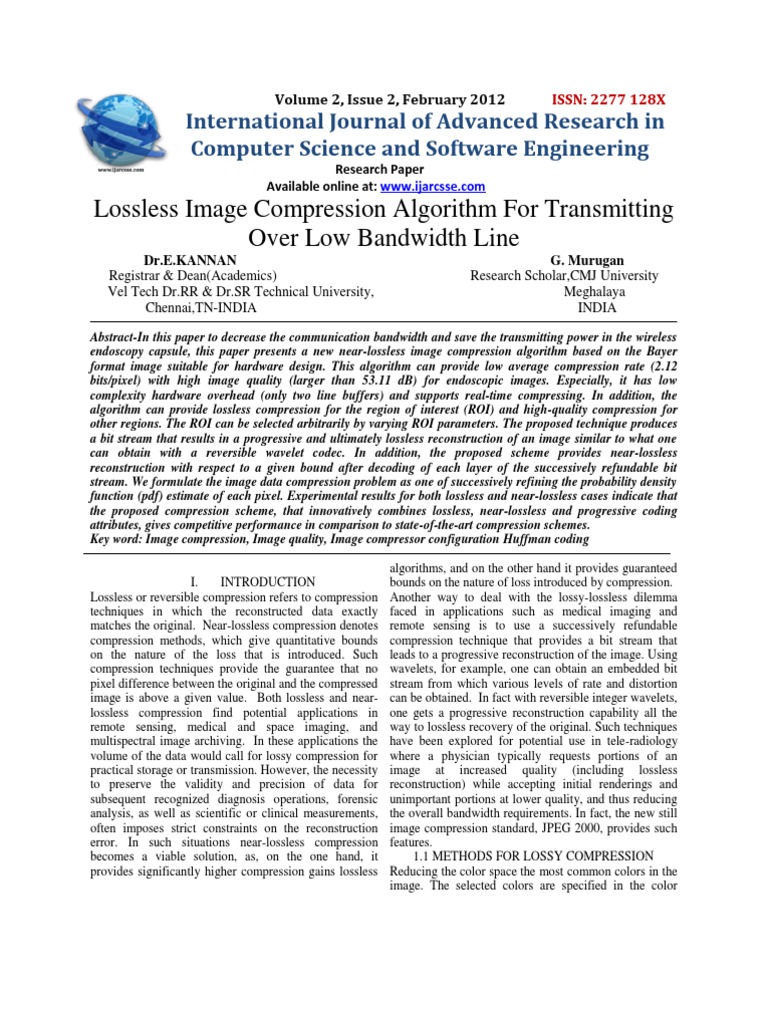 Lossless Image Compression Algorithm For Transmitting Over Low ...