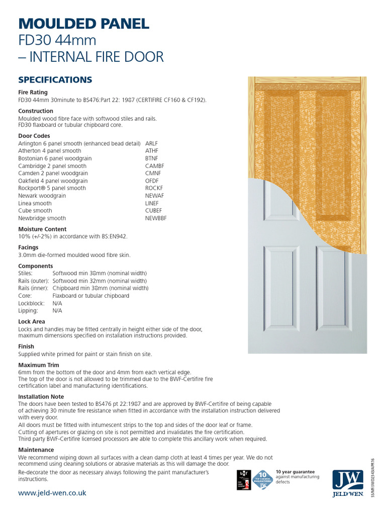 Moulded FD30 44mm Fire Door | PDF | Door | Building Engineering