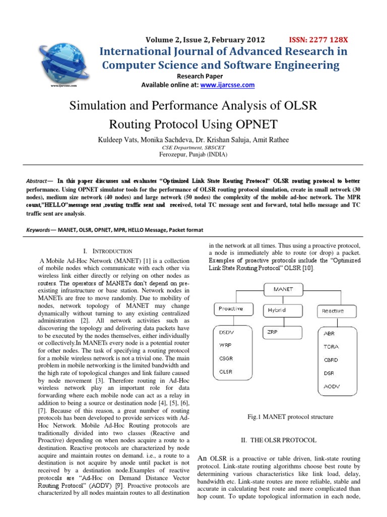 Simulation and Performance Analysis of OLSR Routing Protocol Using ...