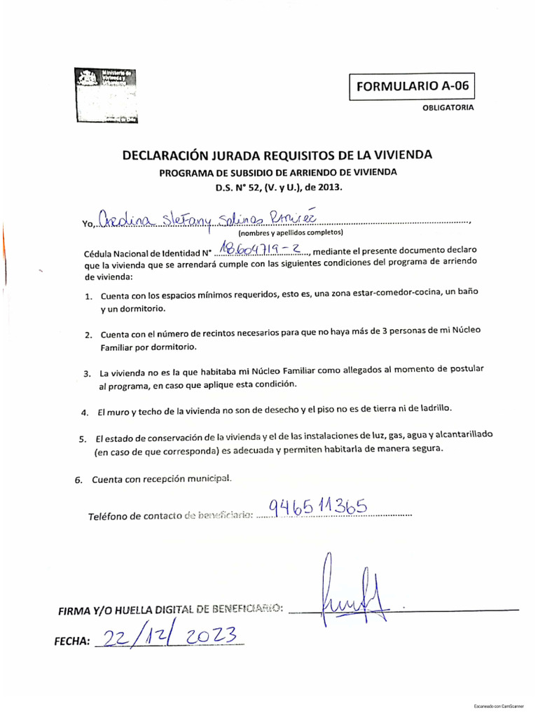 Formulario A06 | PDF