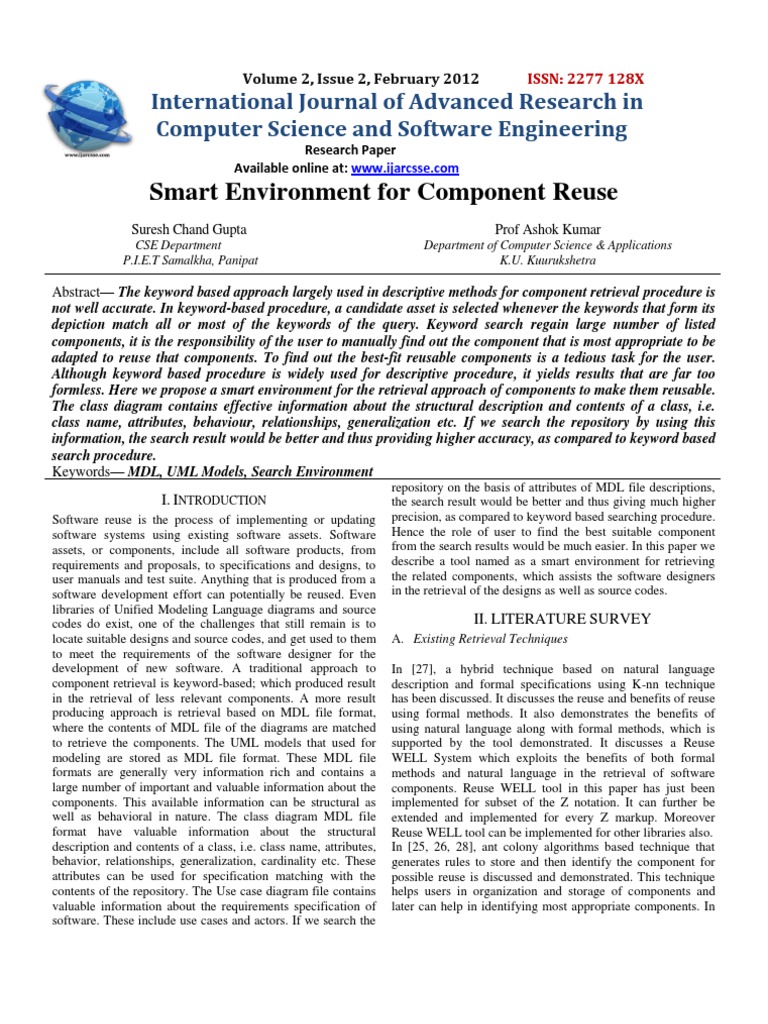 Smart Environment For Component Reuse | PDF | Component Based Software Engineering | Information ...
