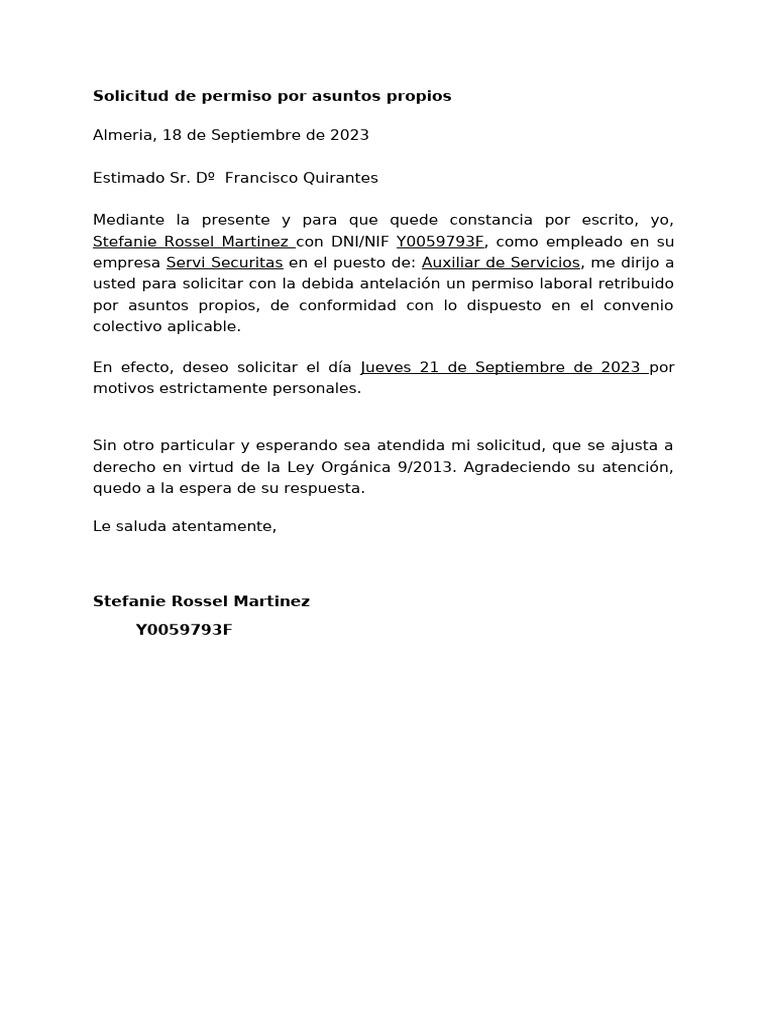 Dia de Asuntos Propios | PDF