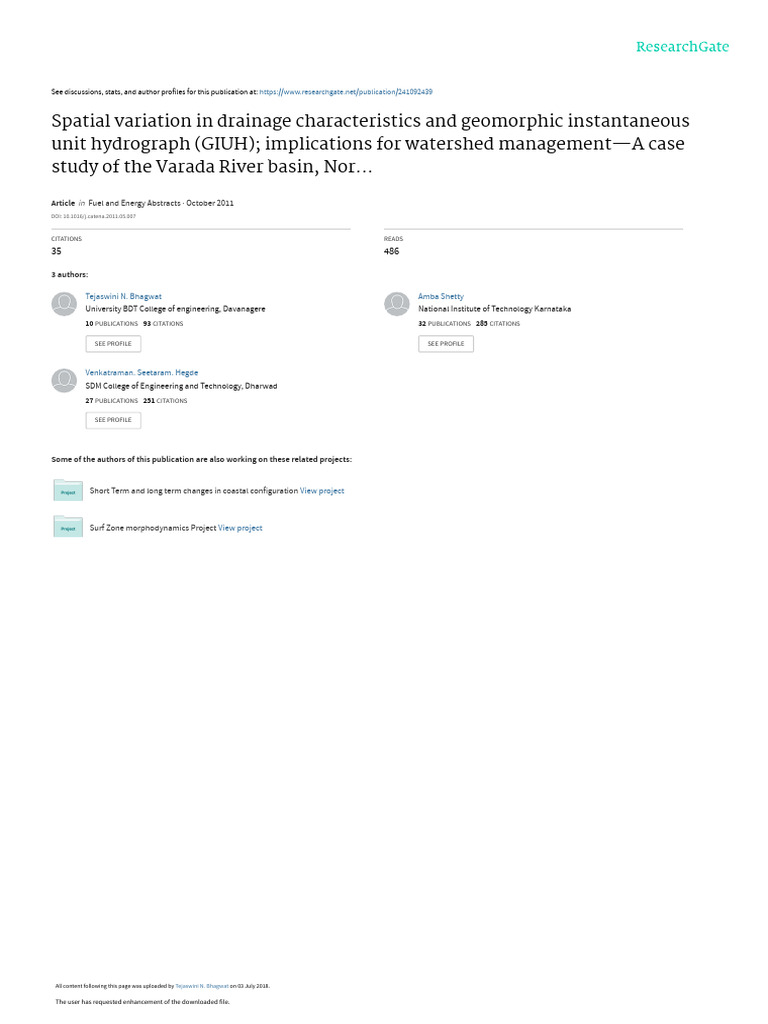 (2011) 1. (Varada River Basin, Northern Karnataka) | PDF | Drainage ...