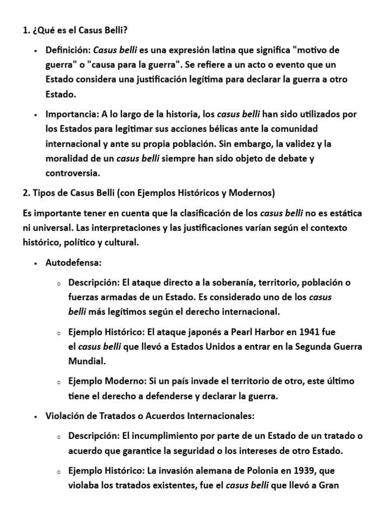 Tipos y Ejemplos de Casus Belli | PDF | Venezuela | Valores