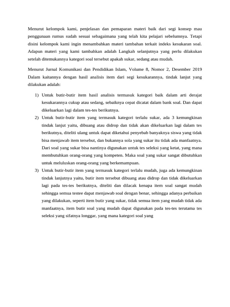 Materi Indeks Kesukaran | PDF