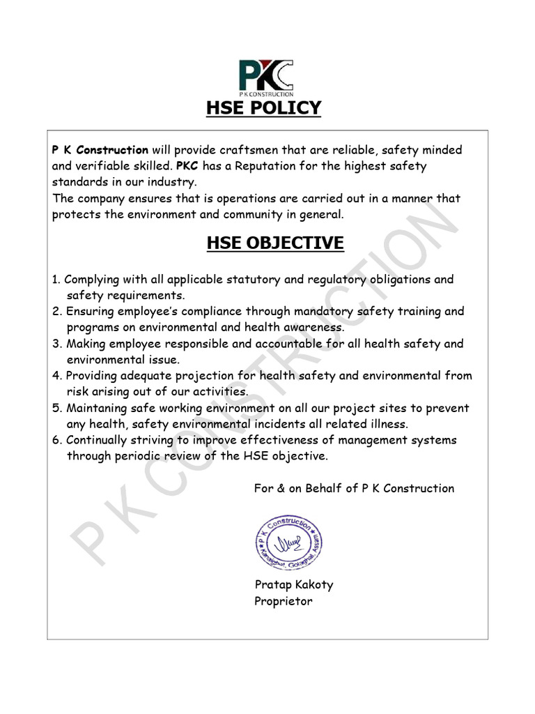 Hse Policy - PKC | PDF
