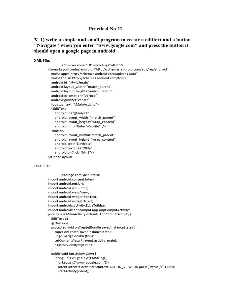 Practical No 21 | PDF | Android (Operating System) | Software