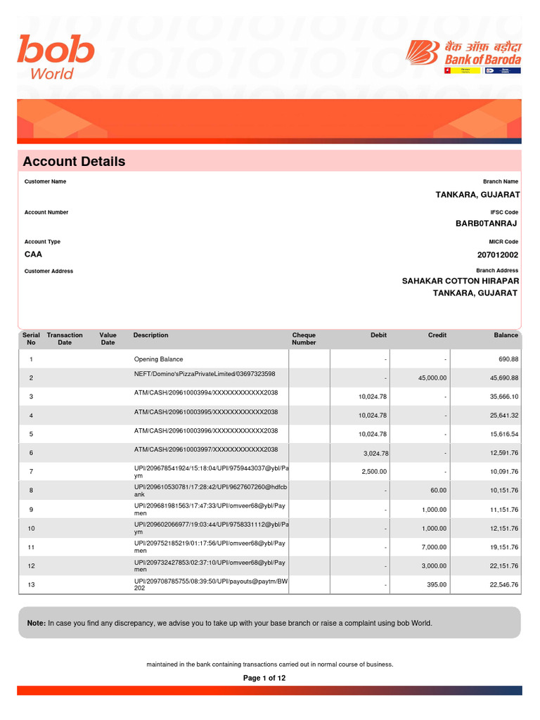 Account Statement | PDF | Debit Card | Banks