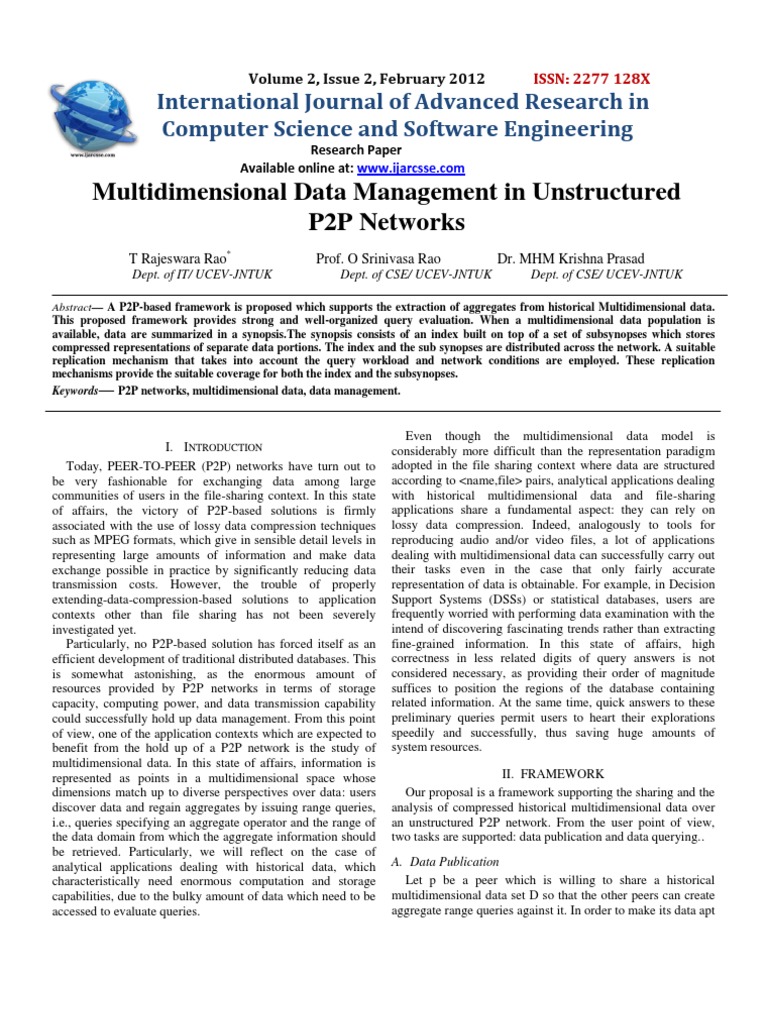 Multidimensional Data Management in Unstructured P2P Networks | PDF | Peer To Peer | Data ...