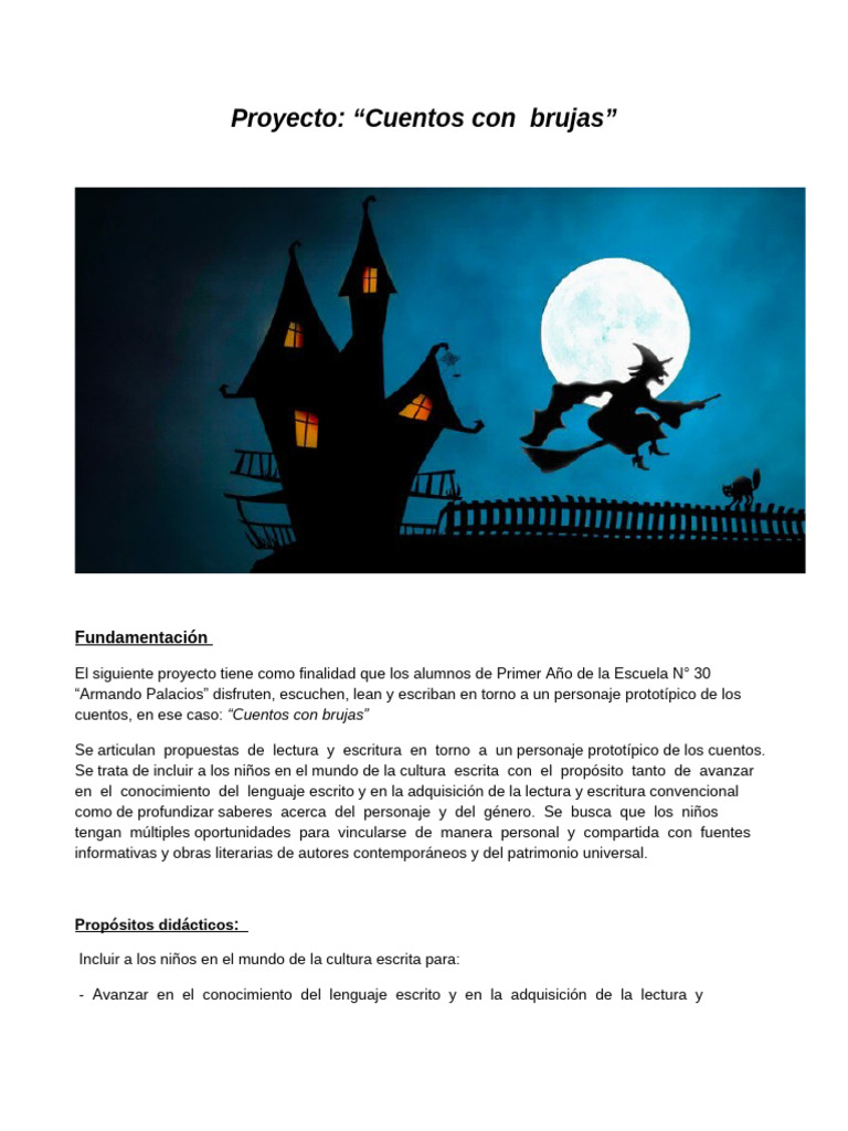 Proyecto CUENTOS CON BRUJAS | PDF | Escritura | Comunicación humana