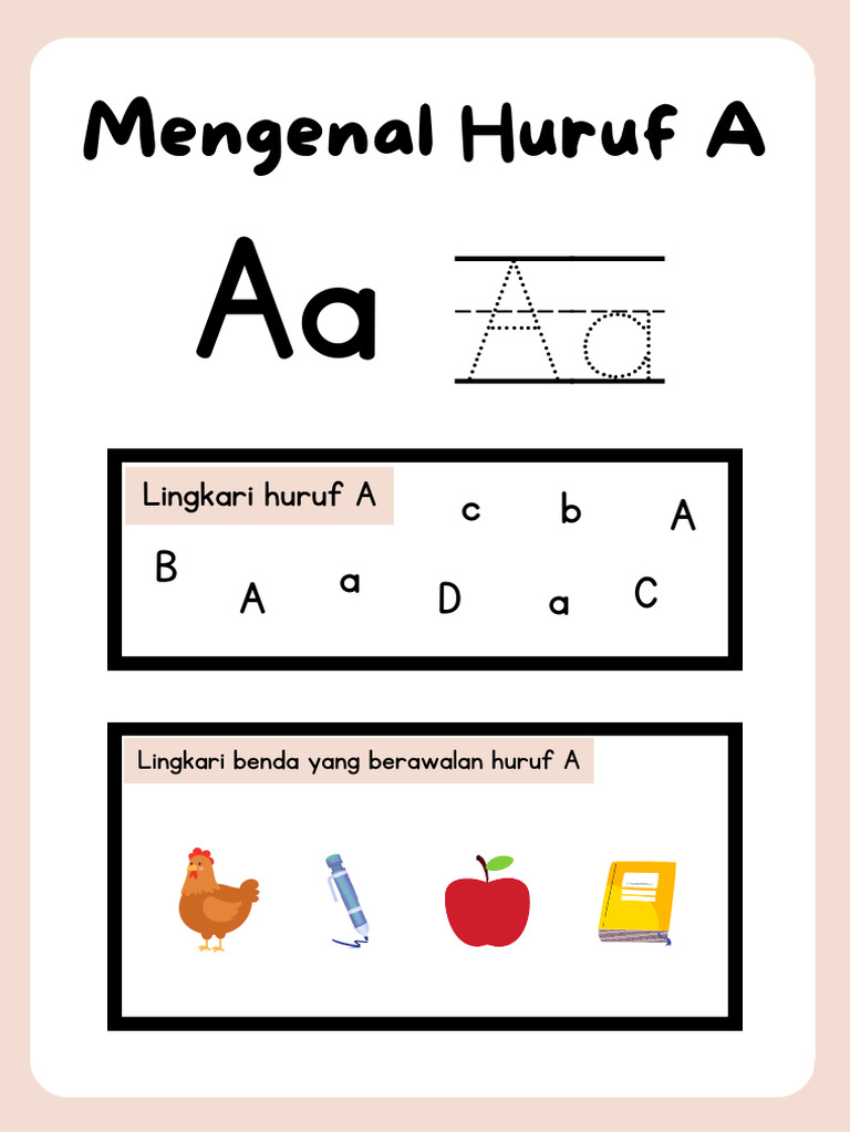 Worksheet Mengenal Huruf A untuk Anak | PDF