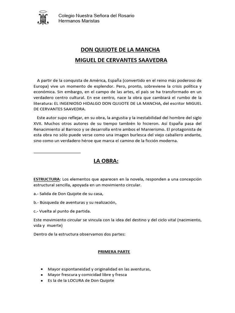 Análisis de Don Quijote de Cervantes | PDF | Don Quijote | Miguel De ...