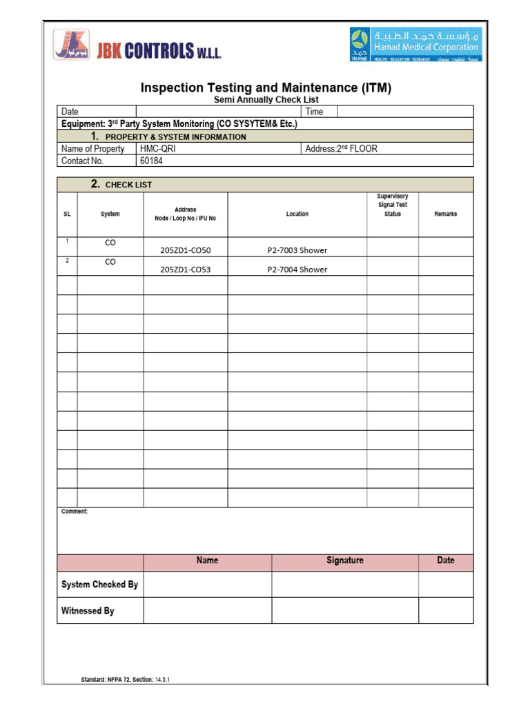 Inspection Testing and Maintenance (ITM) : Date Time | PDF