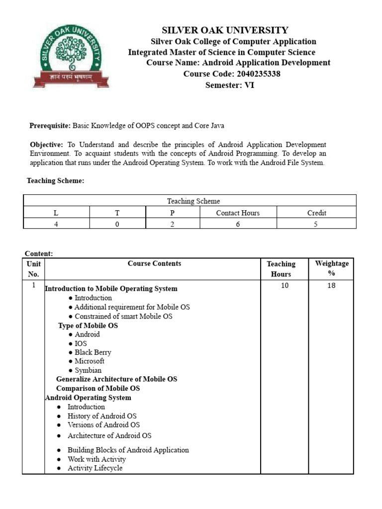 Android New Syllabus | PDF | Android (Operating System) | Graphical User Interfaces