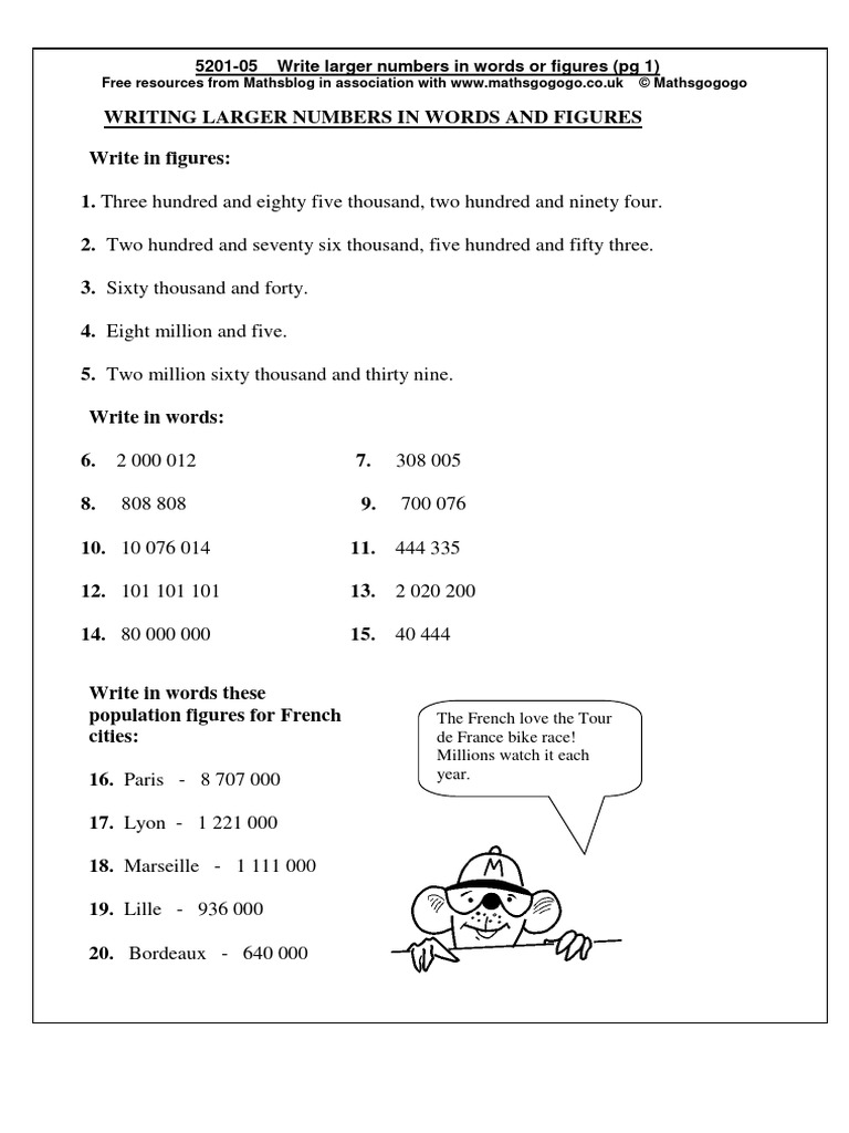 Write Large Numbers in Words & Figures | PDF | National Association ...