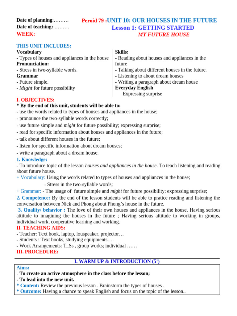 Unit 10 - Lesson 1 - Getting Started | PDF | Vocabulary | Unidentified ...