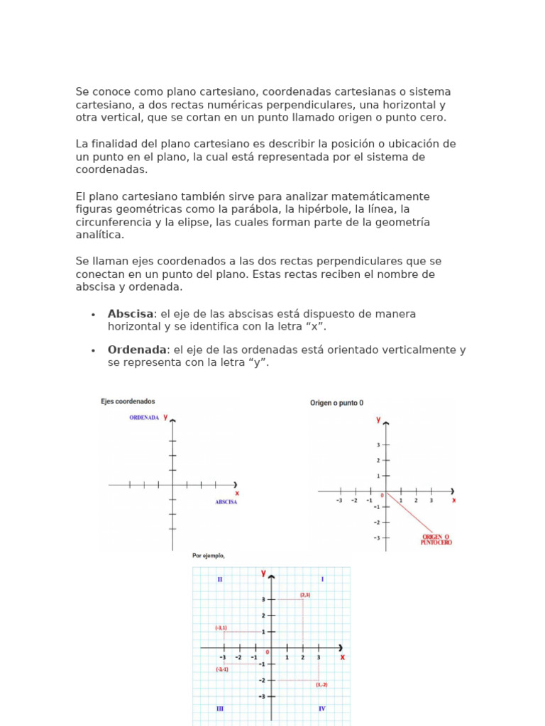 Introducción al plano cartesiano | PDF