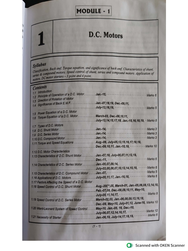 Electric Motors Module 1 | PDF