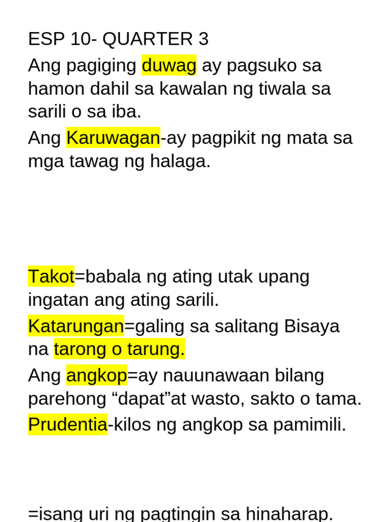 Esp 10 Quarter 3 Summary | PDF