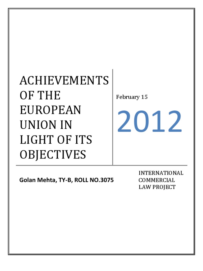 Achievements of The European Union in Light of Its Objectives | PDF ...