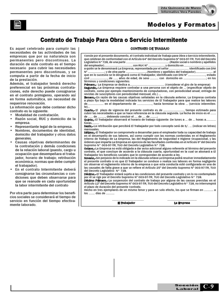 Contrato Intermitente | PDF | Personal | Derecho laboral