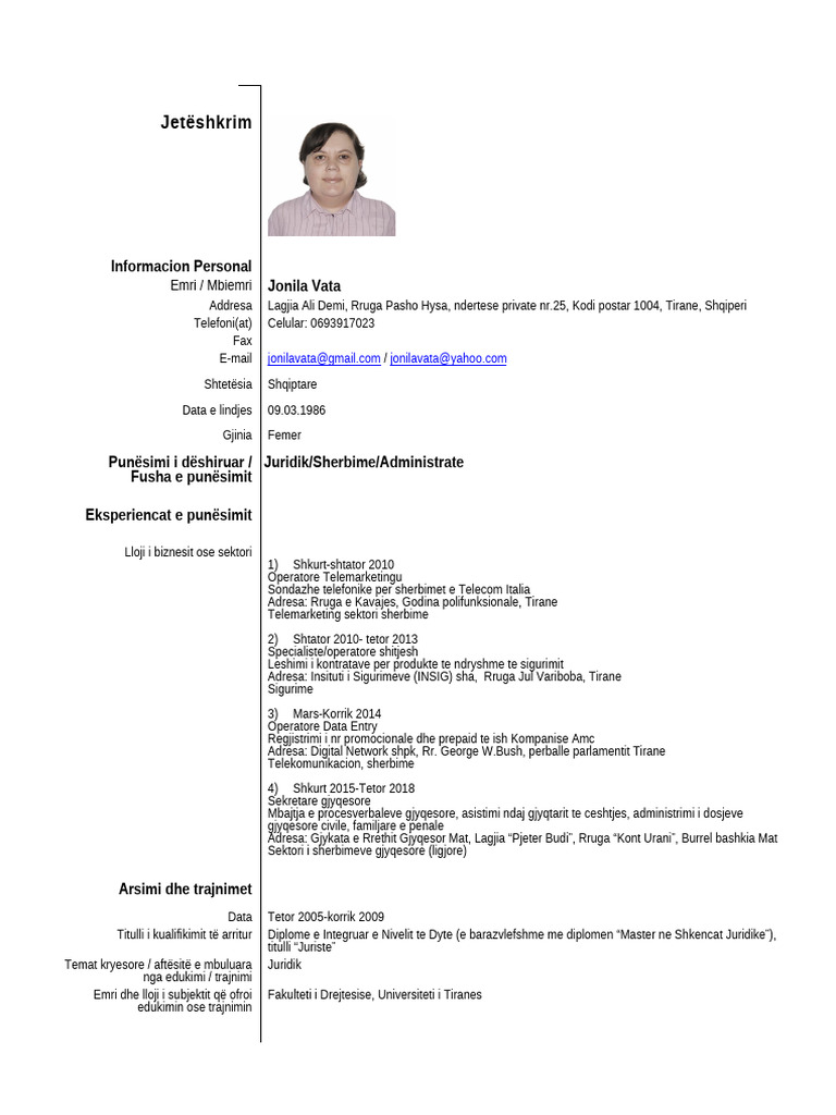 CV Jonila VATA | PDF