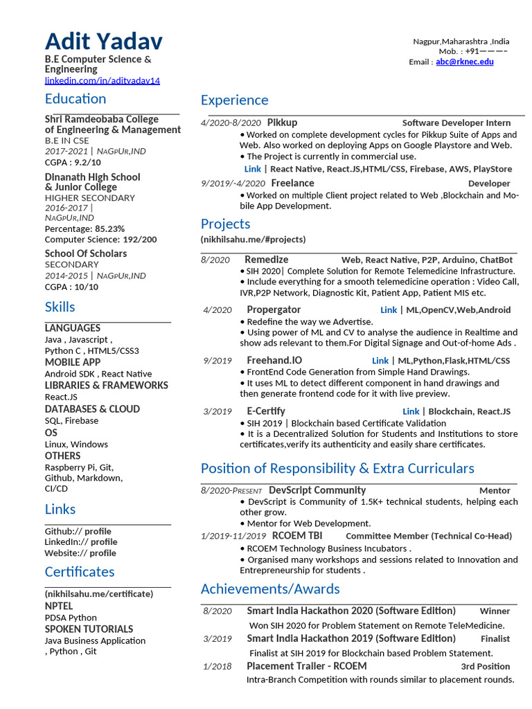 ATS Friendly Resume Template 3 2025 23 02 08 28 18 | PDF | Mobile App ...