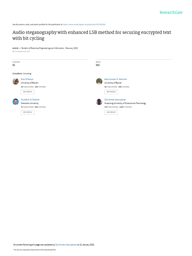 Audio Steganography With Enhanced LSB Method For Securing Encrypted Text With Bit Cycling | PDF ...
