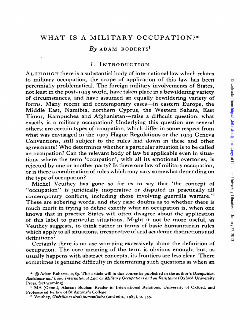 What is a Military Occupation | PDF | Military Occupation | Law Of War