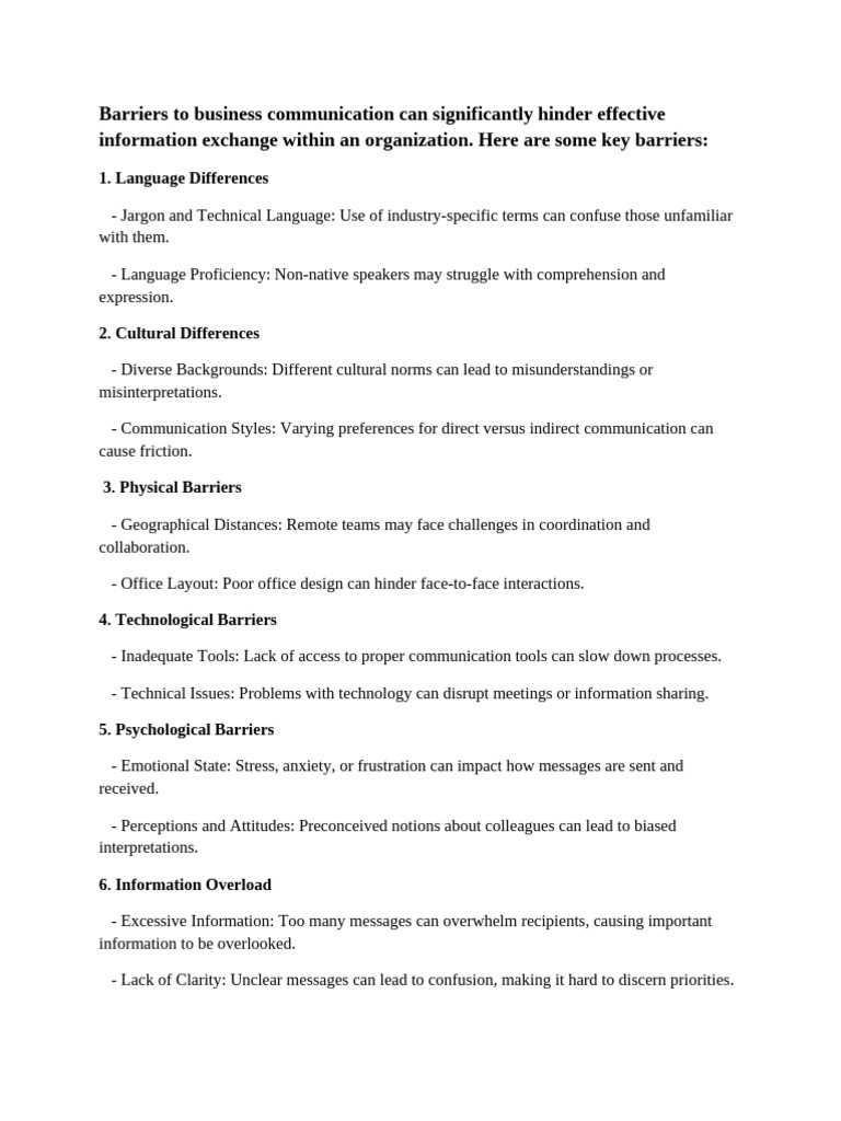 Barriers To Business Comm 1 | PDF