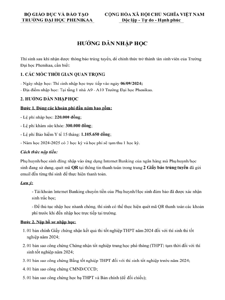 Huong Dan Nhap Hoc | PDF