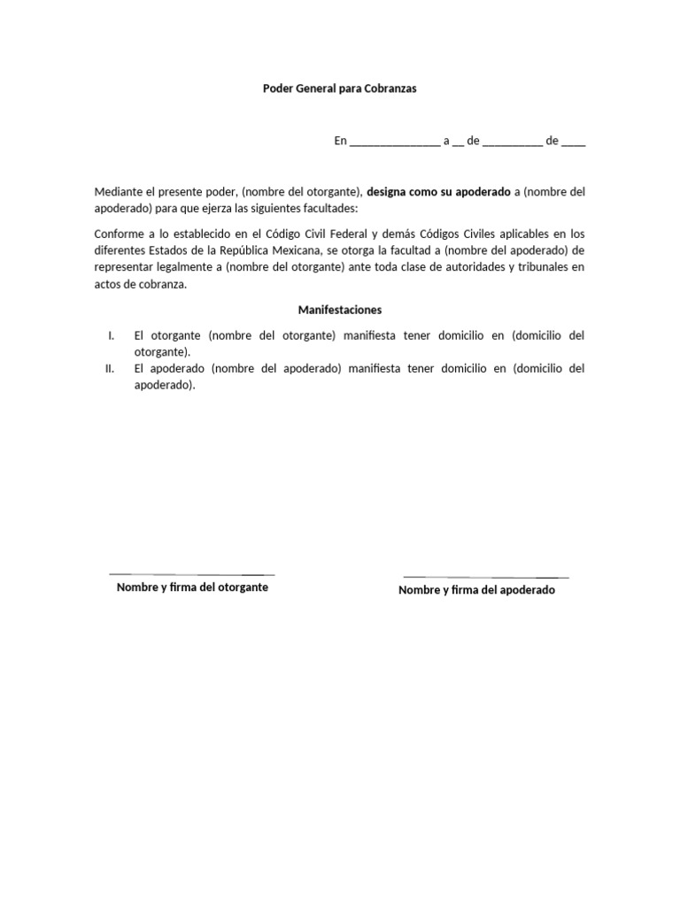 Poder General para Pleitos y Cobranzas | PDF