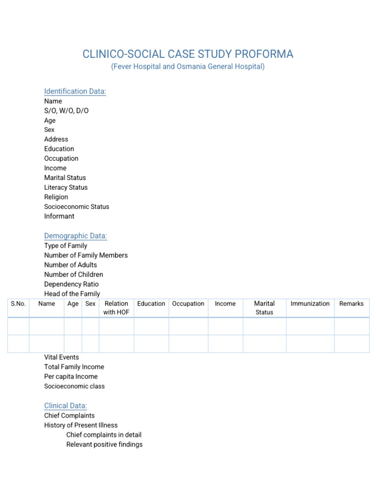 Case Proforma - Fever&OGH | PDF | Toilet | Hygiene