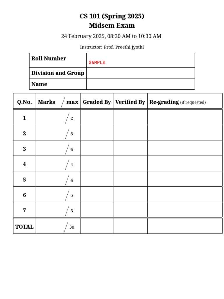S24 CS101 Midsem Answerrubrics | PDF | Bit | Computer Science