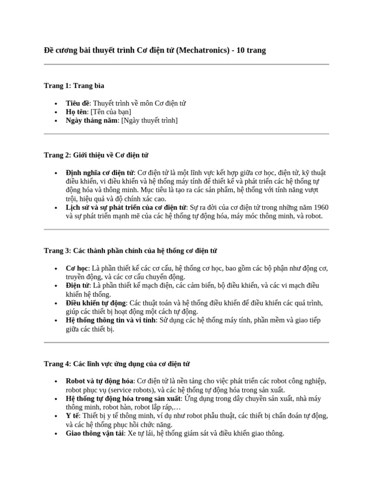 Đề cương bài thuyết trình CDT | PDF