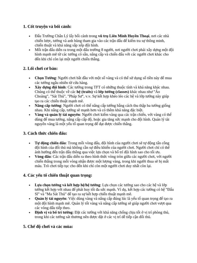 Giới Thiệu Về TFT | PDF