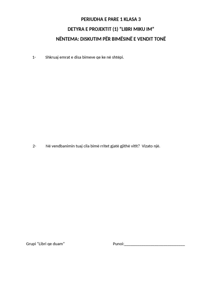 Periudha e Pare 1 Klasa 3 | PDF