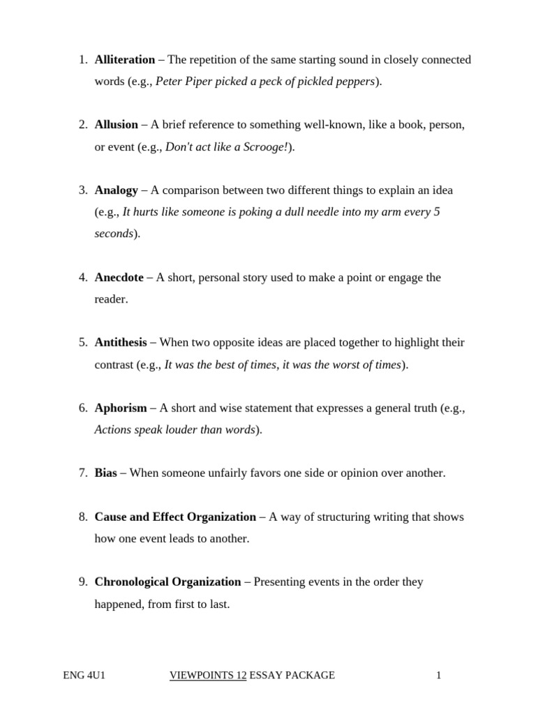 V12 Assignment Glossary | PDF | Irony | Essays
