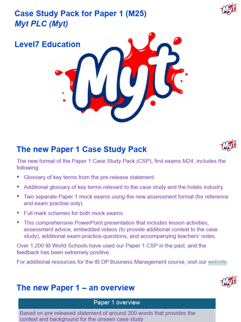 Case Study Pack POWERPOINT - May 2025 - Myt PLC - Paul Hoang | PDF ...