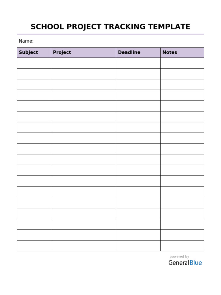School Project Tracking Template | PDF