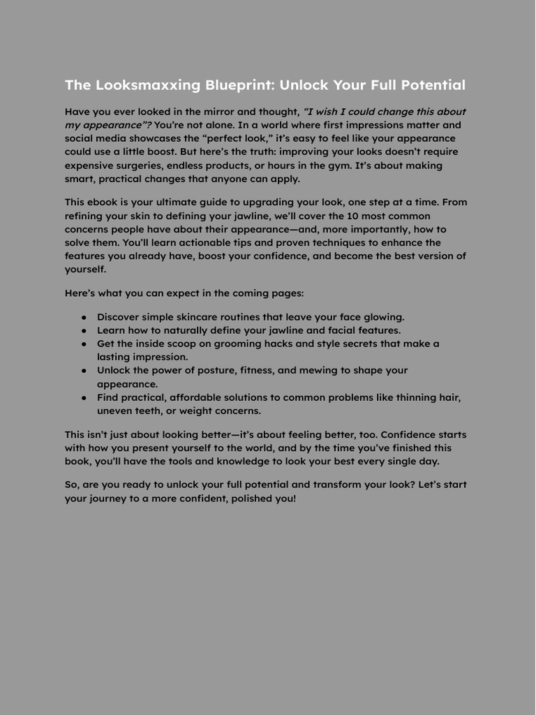 The Ultimate Looksmaxxing Blueprint | PDF | Hair Care | Toothbrush