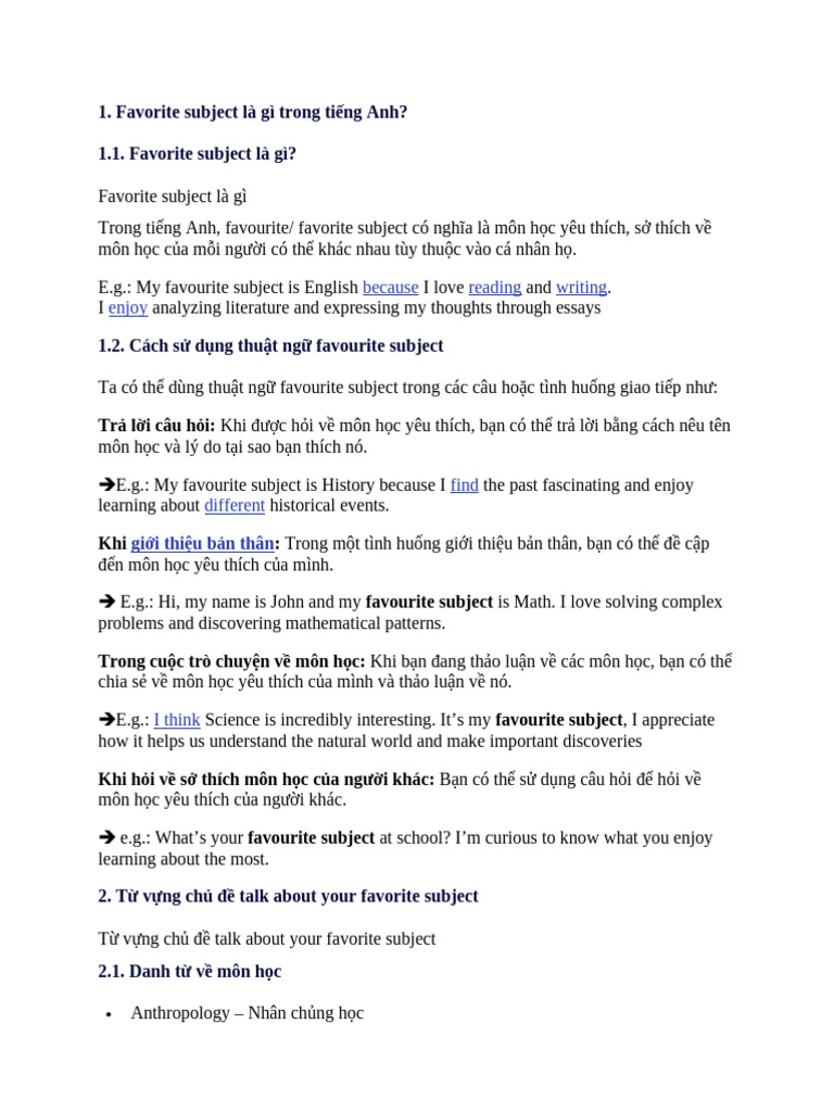 Favorite Subject | PDF
