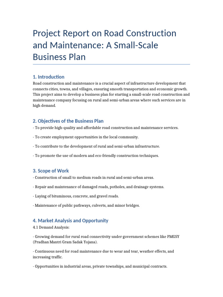 Small-Scale Road Construction Plan | PDF | Road | Economies