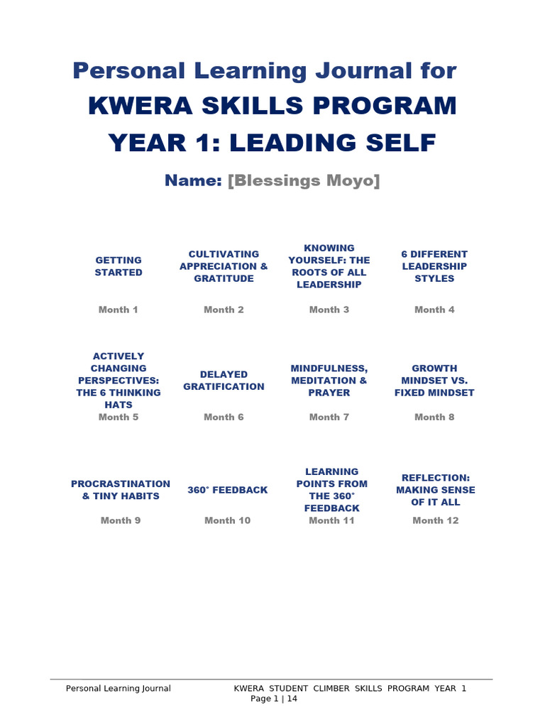 Kwera SC Personal Learning Journal - 665 | PDF | Learning | Thought