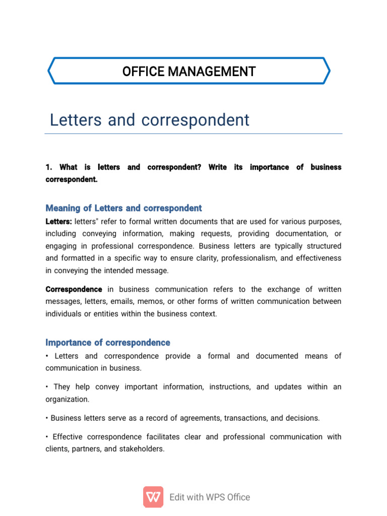 Importance of Business Letters and Correspondence | PDF | Search Engine ...